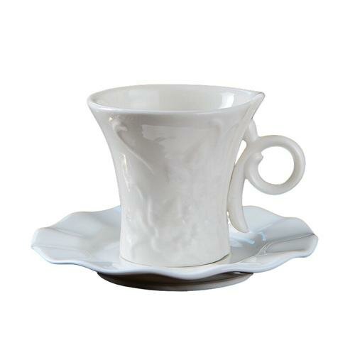 Белые тисненные керамические кофейные чашки роскошные многоразовые чайные чашки и кастрюли антикварная домашняя посуда