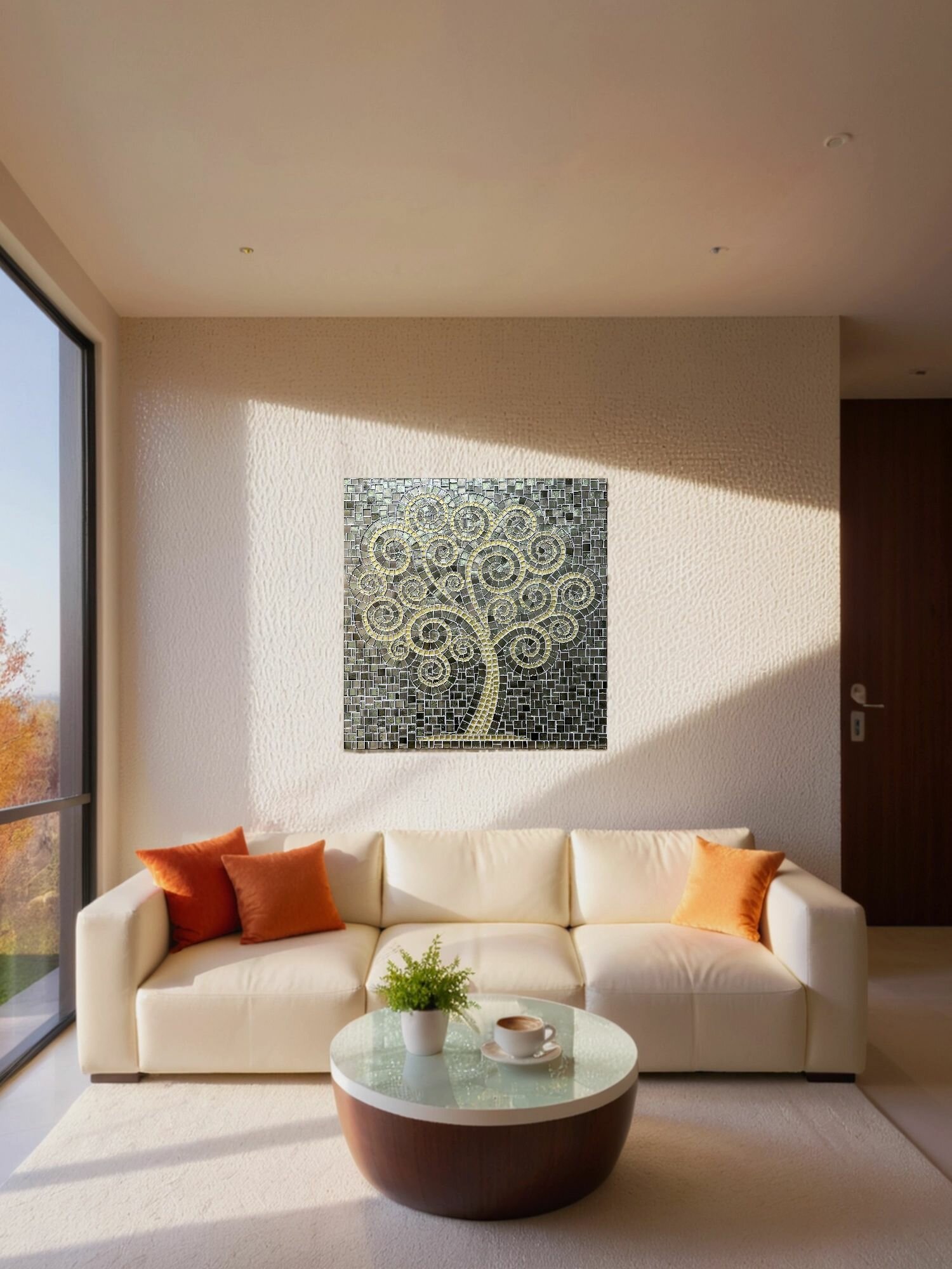 Мозаичное панно из стеклянной мозаики "Золотое дерево изобилия"