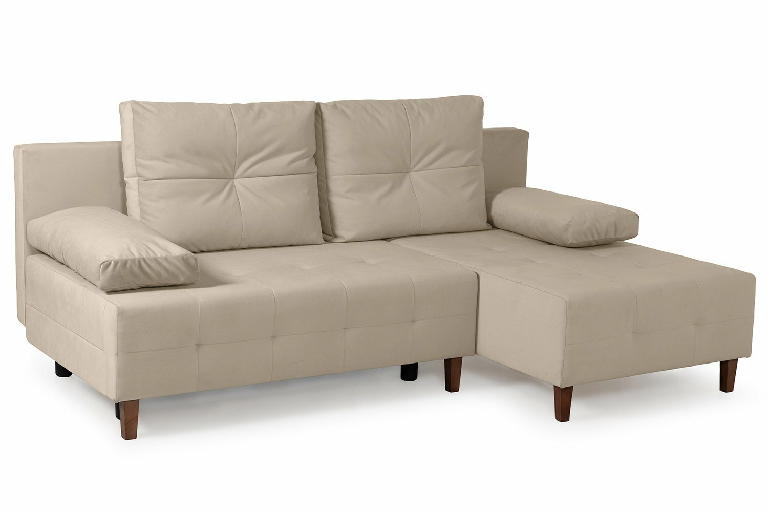 Угловой диван-кровать Дени 196х84х127 см, обивка велюр, цвет светло-бежевый