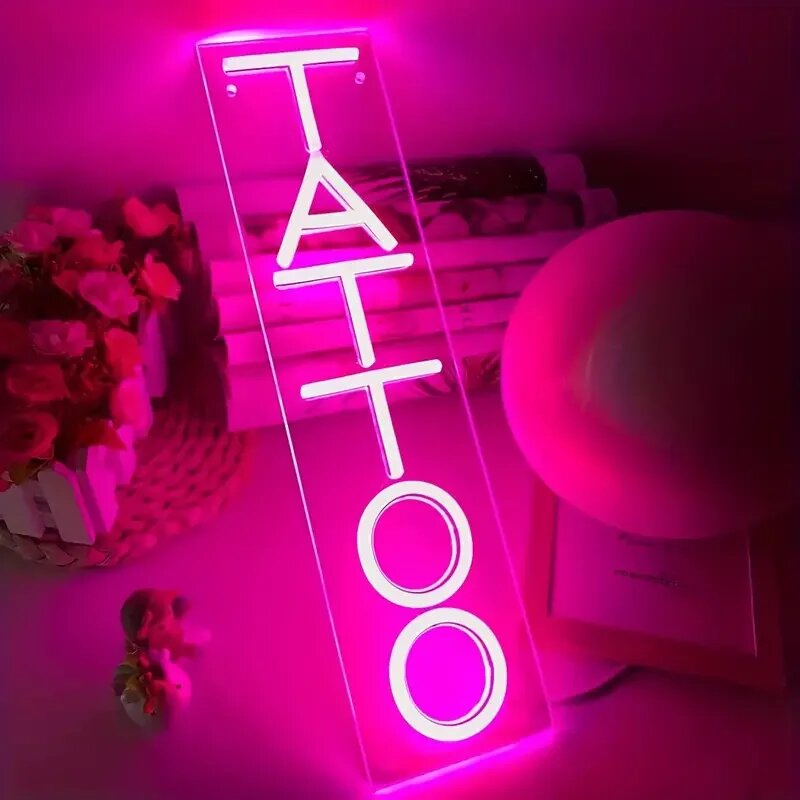 TATTOO Неоновый знак для тату-салона, pink, 40x10cm USB