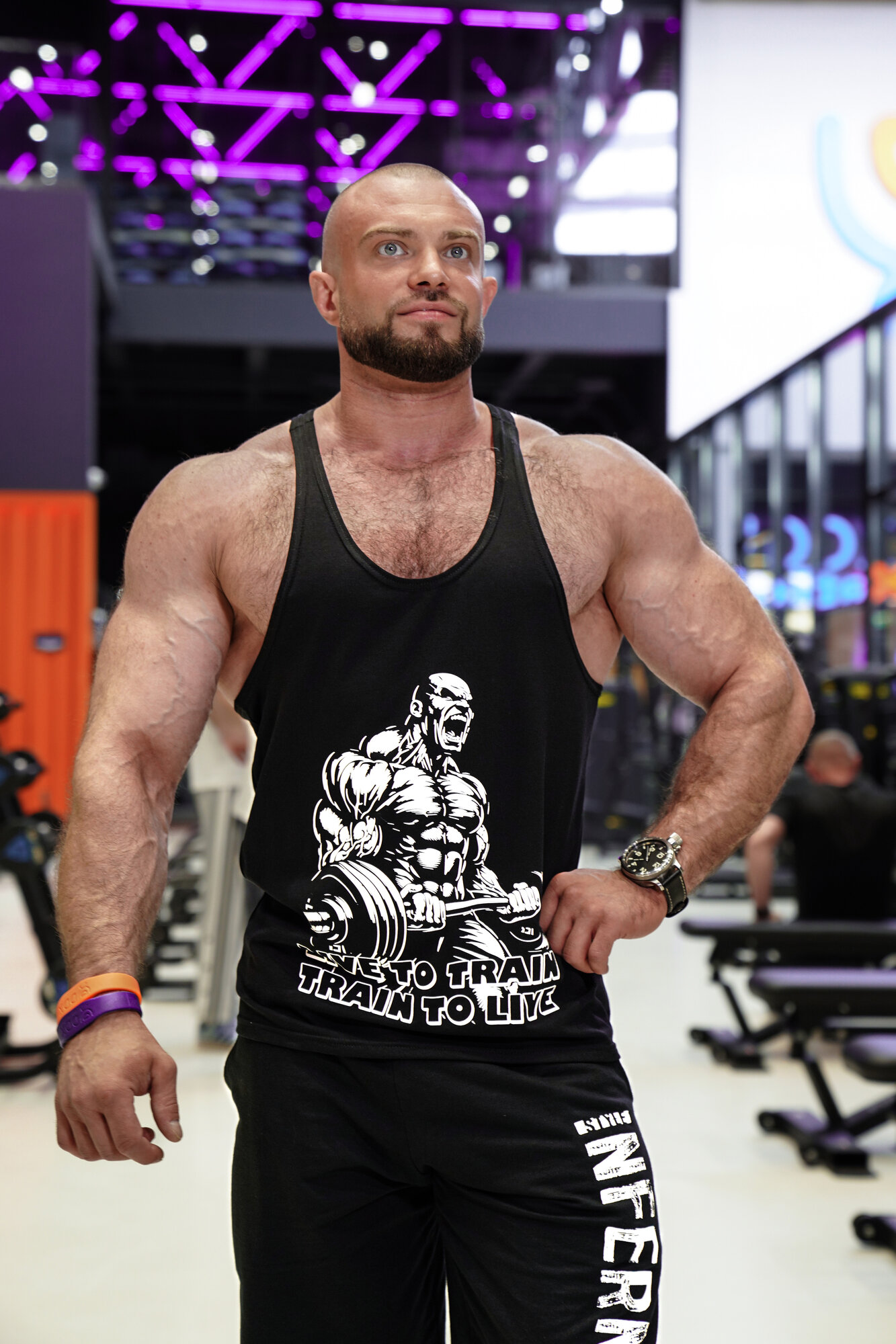 Майка спортивная Inferno Style Майка Узкая лямка "Live to train" штанга М-008-005-01