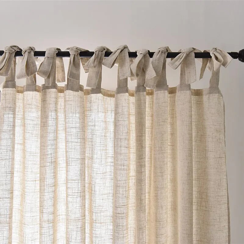 Шторы Yvonicky из хлопка и льна, 1pc W100 H180 cm, Бежевый