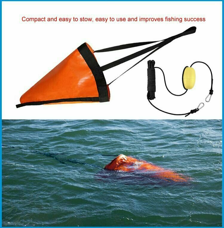 Плавучий якорь парашют для лодки (диаметр 670 мм) / плавающий водяной якорь из морского ПВХ / с чехлом в комплекте