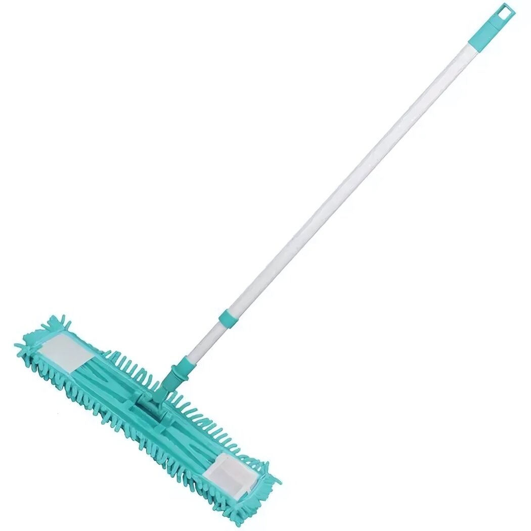 Швабра с насадкой микрофибра MopM4-Eco «Лапша», бирюзовая, съемная насадка, длинная ручка