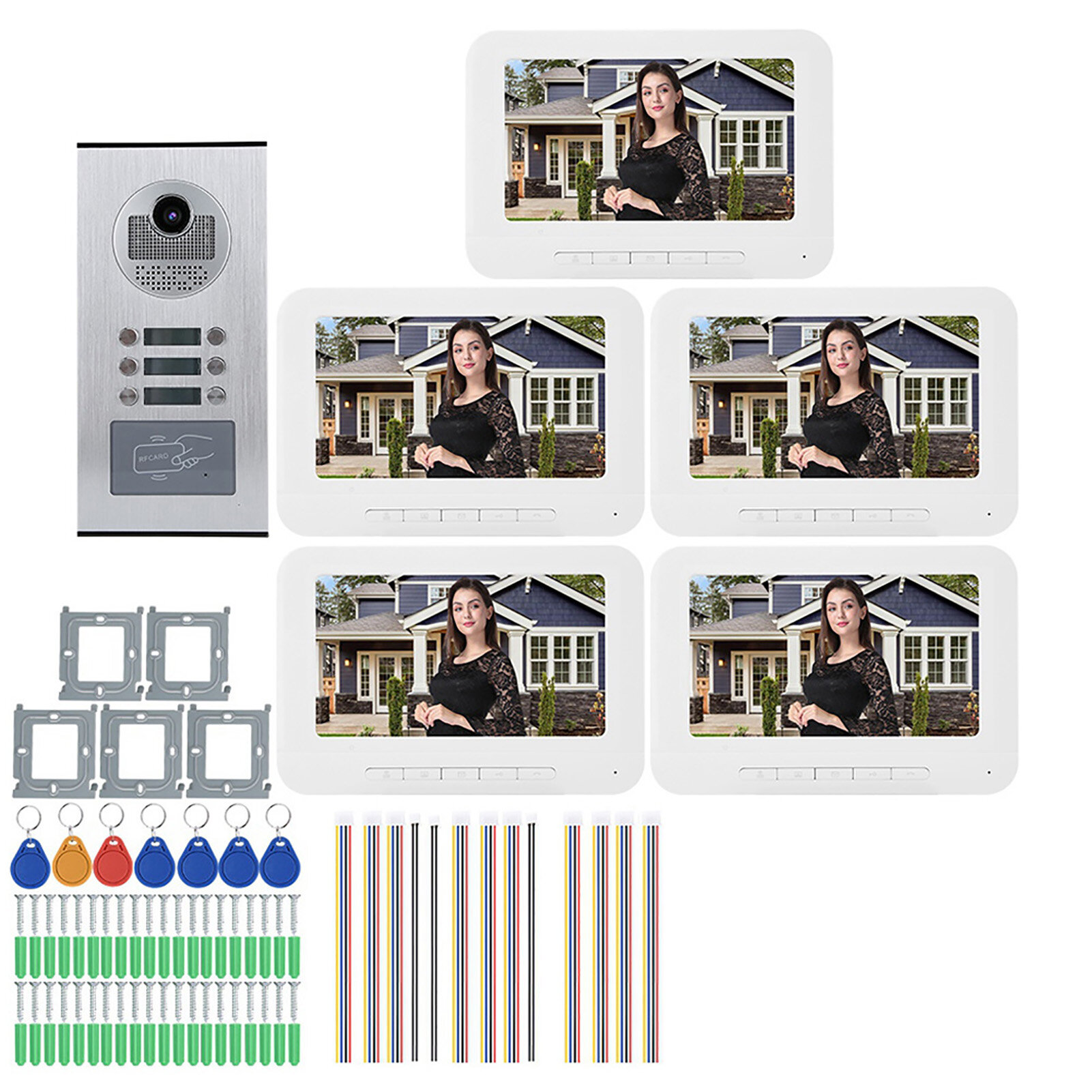 5 квартир 7IN 1000TVL HD Видео дверь телефона Интерком Дверь Дверь