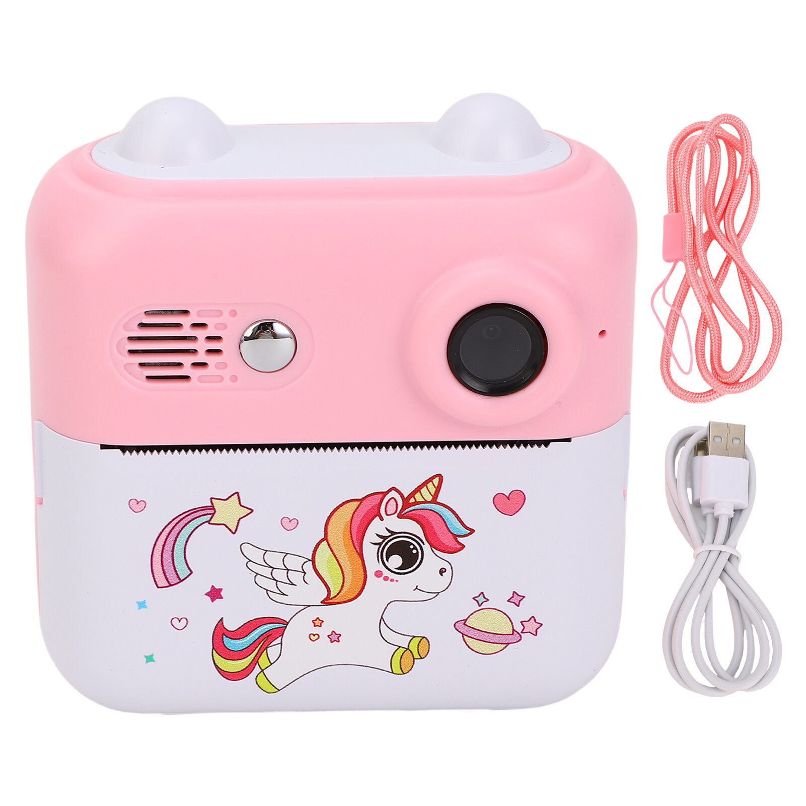 Детский фотоаппарат мгновенной печати 24 МП 1080p 2,4-дюймовый экран, развлекательные игры, воспроизведение музыки, двойная линза, бумага для фотосъемки.