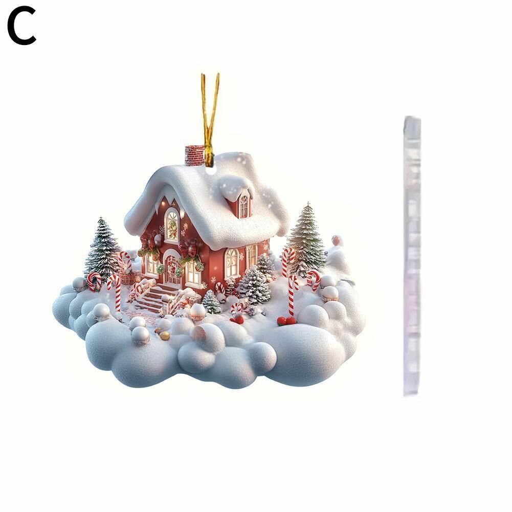 Рождественские подвески в виде домика - яркие цвета, качественное исполнение, 8x7 см