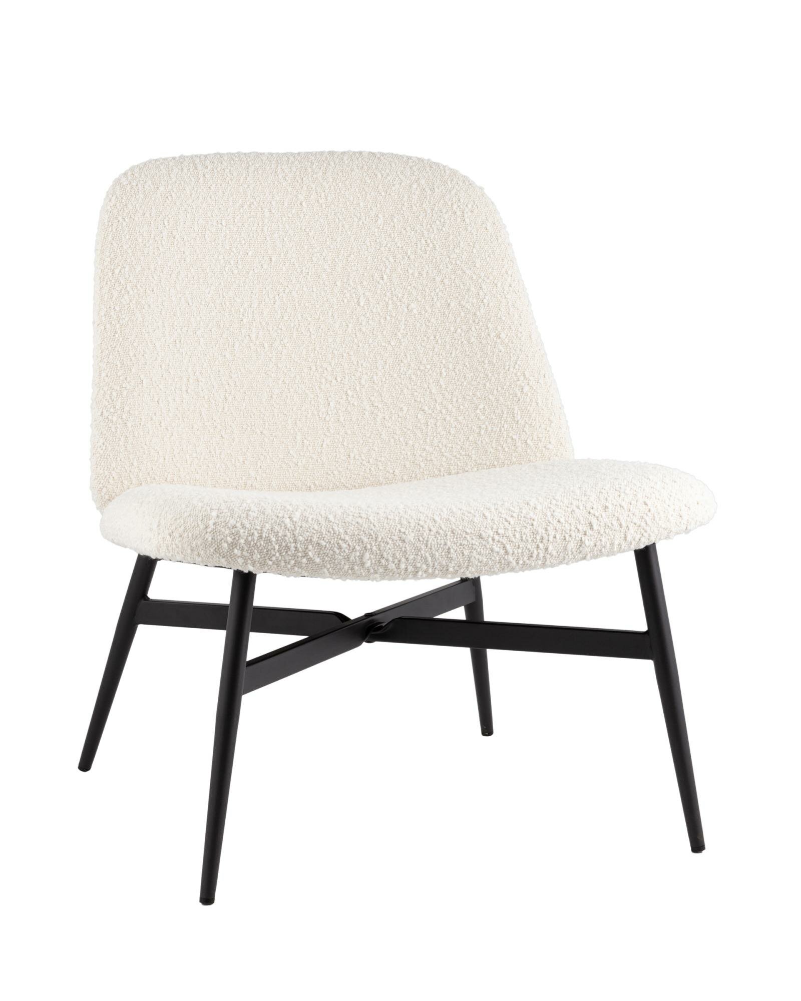 Кресло лаунж Ease STOOL GROUP белый, ткань, металл, мягкое сиденье, без подлокотников