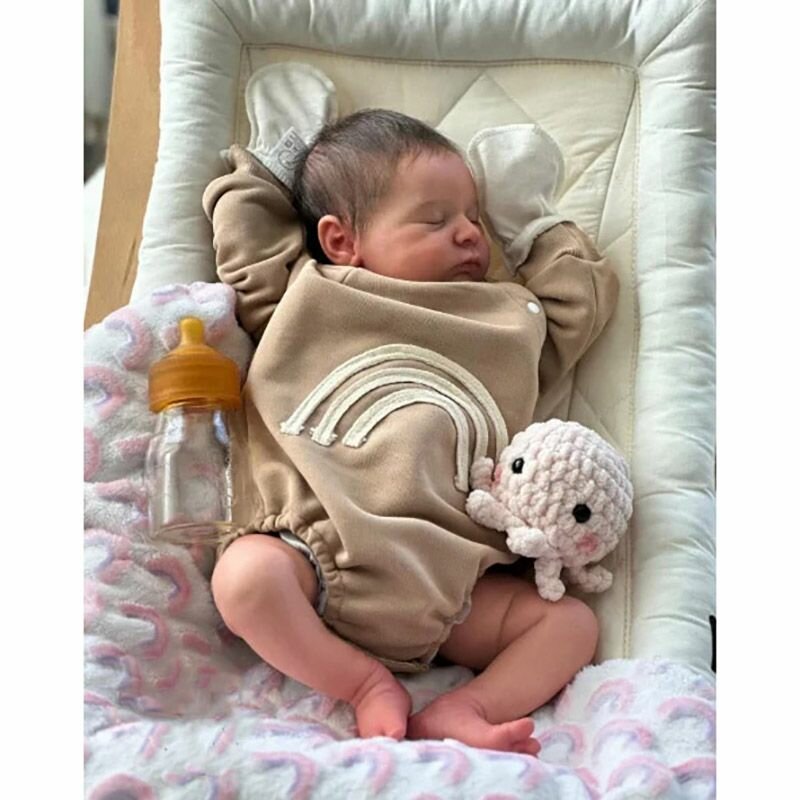 49 см Куклы Реборн Reborn Laura, Спящий младенец, Волосы с корнями