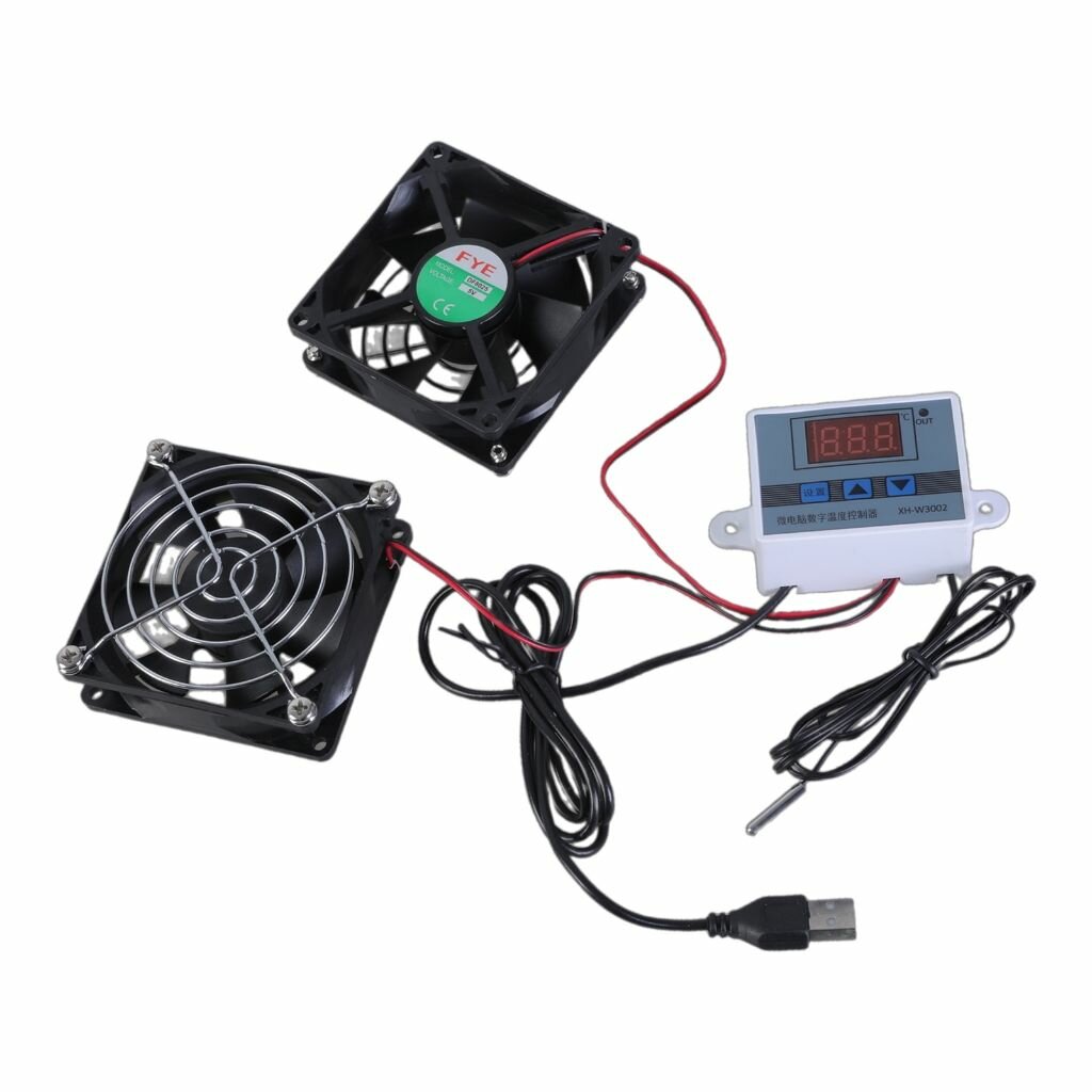 (1 комплект) USB-блок питания 8-сантиметровый вентилятор охлаждения + термостат-двойной