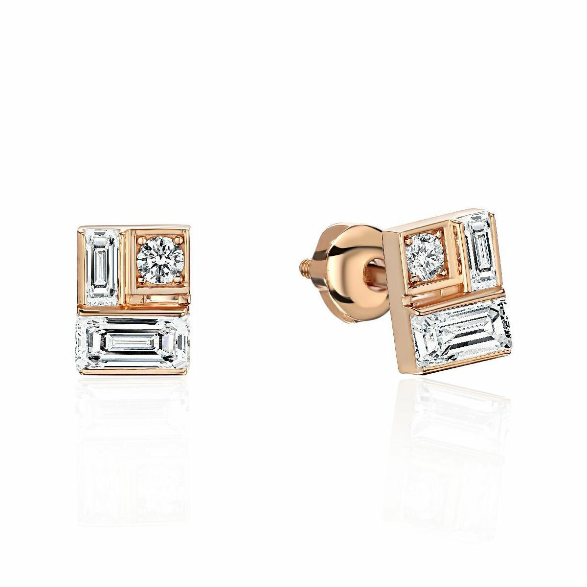 Серьги, красное золото, 375 проба, фианит