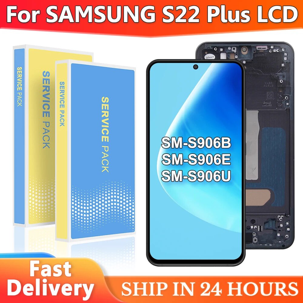 TFT для SAMSUNG S22 Plus 5G S906 S906B S906U ЖК-дисплей с сенсорным экраном и рамкой в сборе с дигитайзером S22plus Замена экрана EU Black Frame Cover