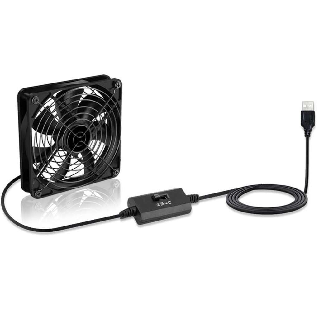 12-Сантиметровый Охлаждающий Вентилятор с Питанием от USB С Регулируемой Скоростью 5 В Постоянного Тока и Бесшумной Работой Для Настольных Компьютеров И Электронных Устройств