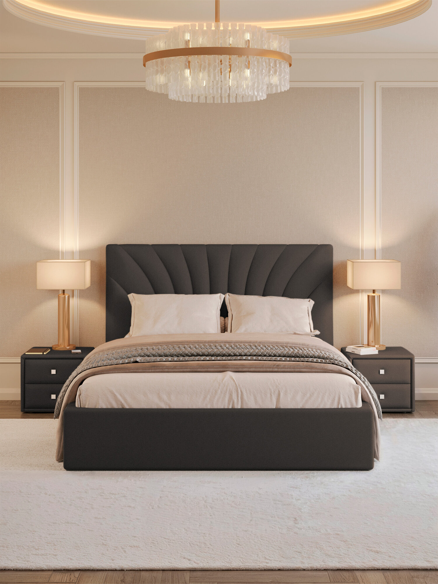 Кровать двуспальная 120х200 с подъемным механизмом, Ариэль с мягким изголовьем для дома и спальни, ортопедическое основание, ящик для белья