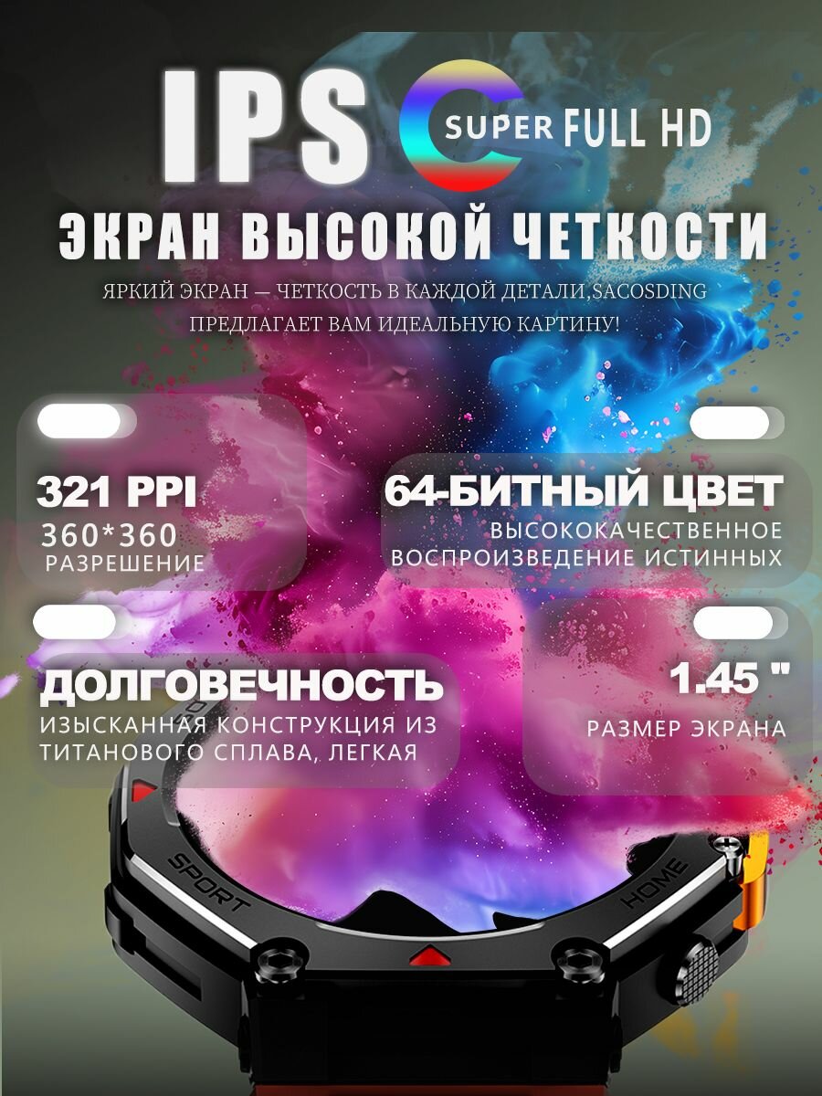 Смарт часы мужские круглые для андроид водонепроницаемые, Материал корпуса-пластик