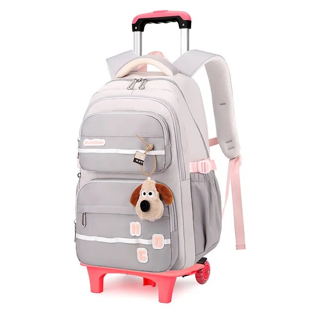 Детский школьный рюкзак с подвеской, студенческий рюкзак на колесиках, школьная сумка на колесиках для девочек, детские рюкзаки на колесиках