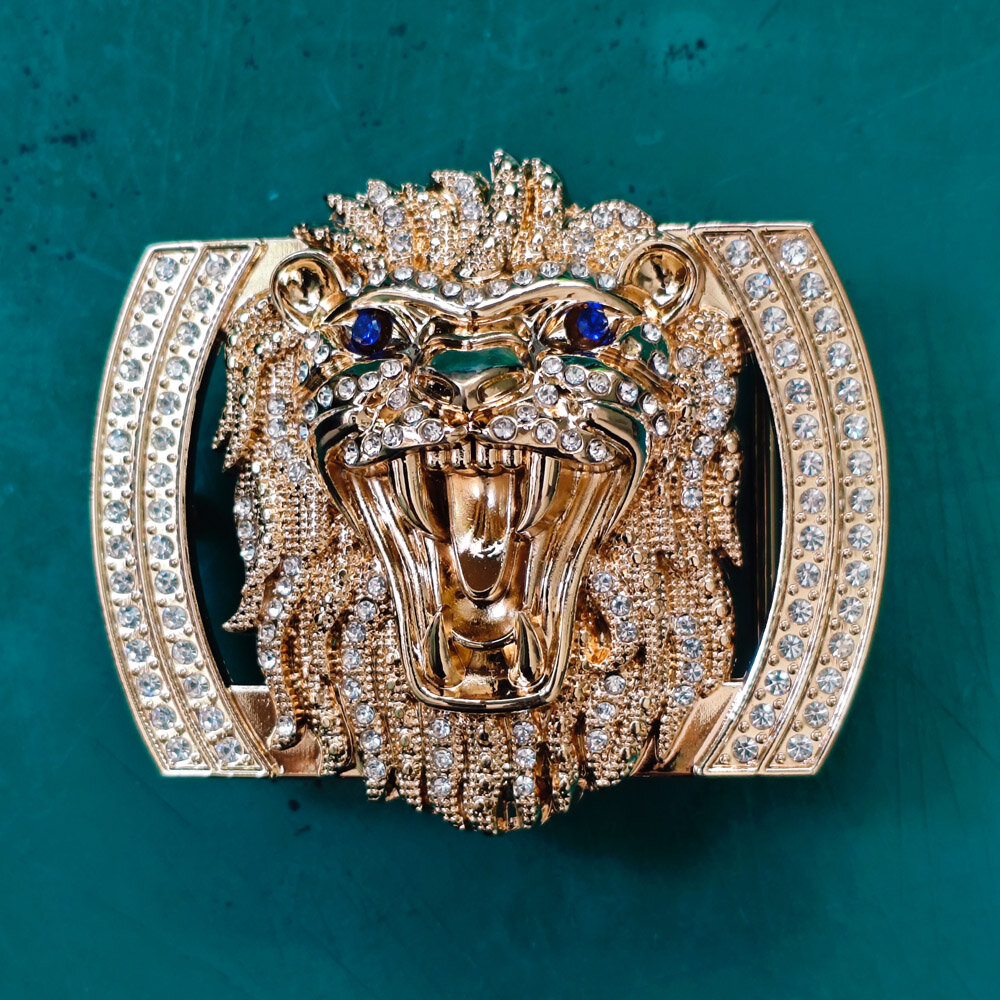 Пряжка декоративная для ремня с голова ревущего льва бляха на ремень женский 40 мм