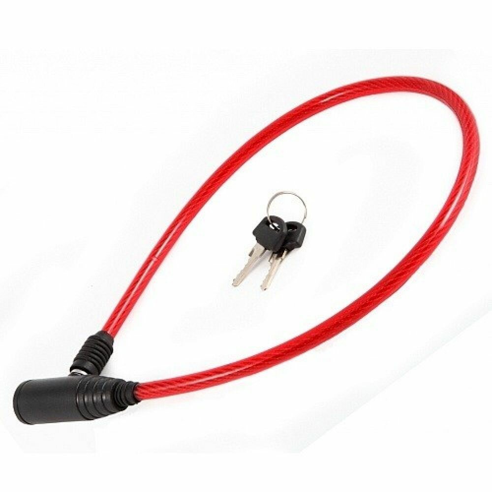 Замок велосипедный 8х650 мм, красный тросик Vinca Sport