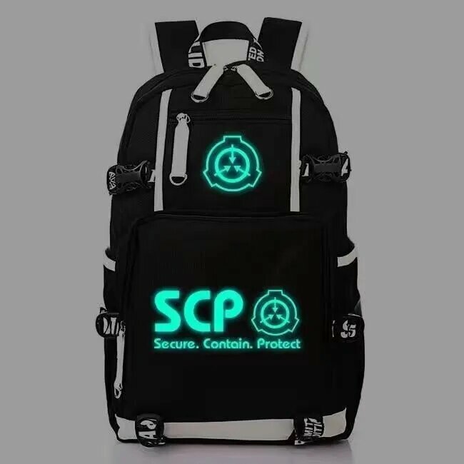 Рюкзак "SCPFoundation", нейлоновый, светящийся, черный, 46x30x14 см