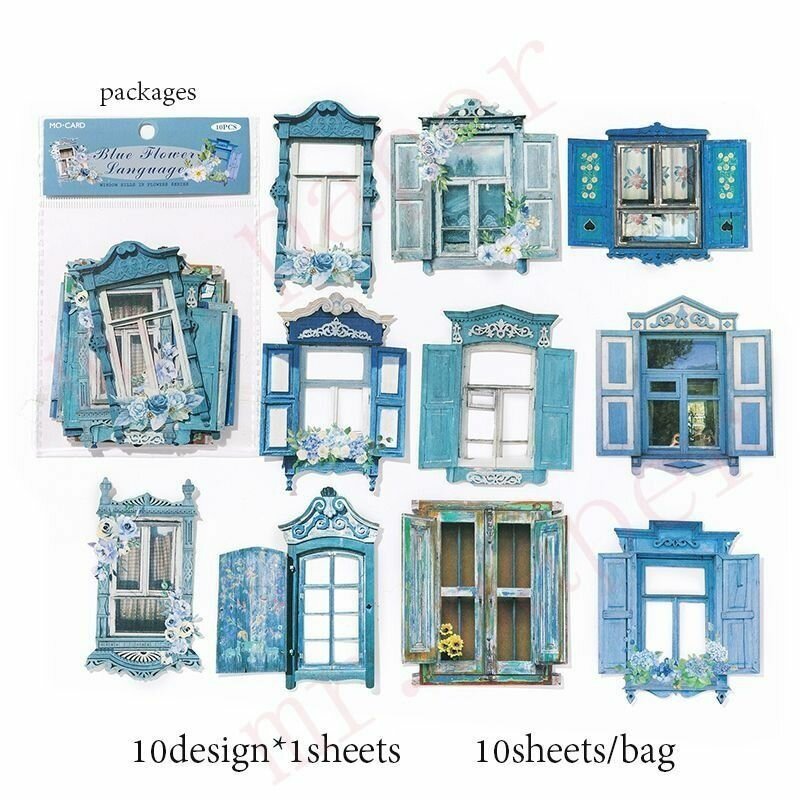 Набор наклеек, Mr.paper, 10 листов / упаковка, Винтажная цветочная тема окна, дизайн выреза, качественная бумага, можно использовать для украшения скрапбукинга, коллажа