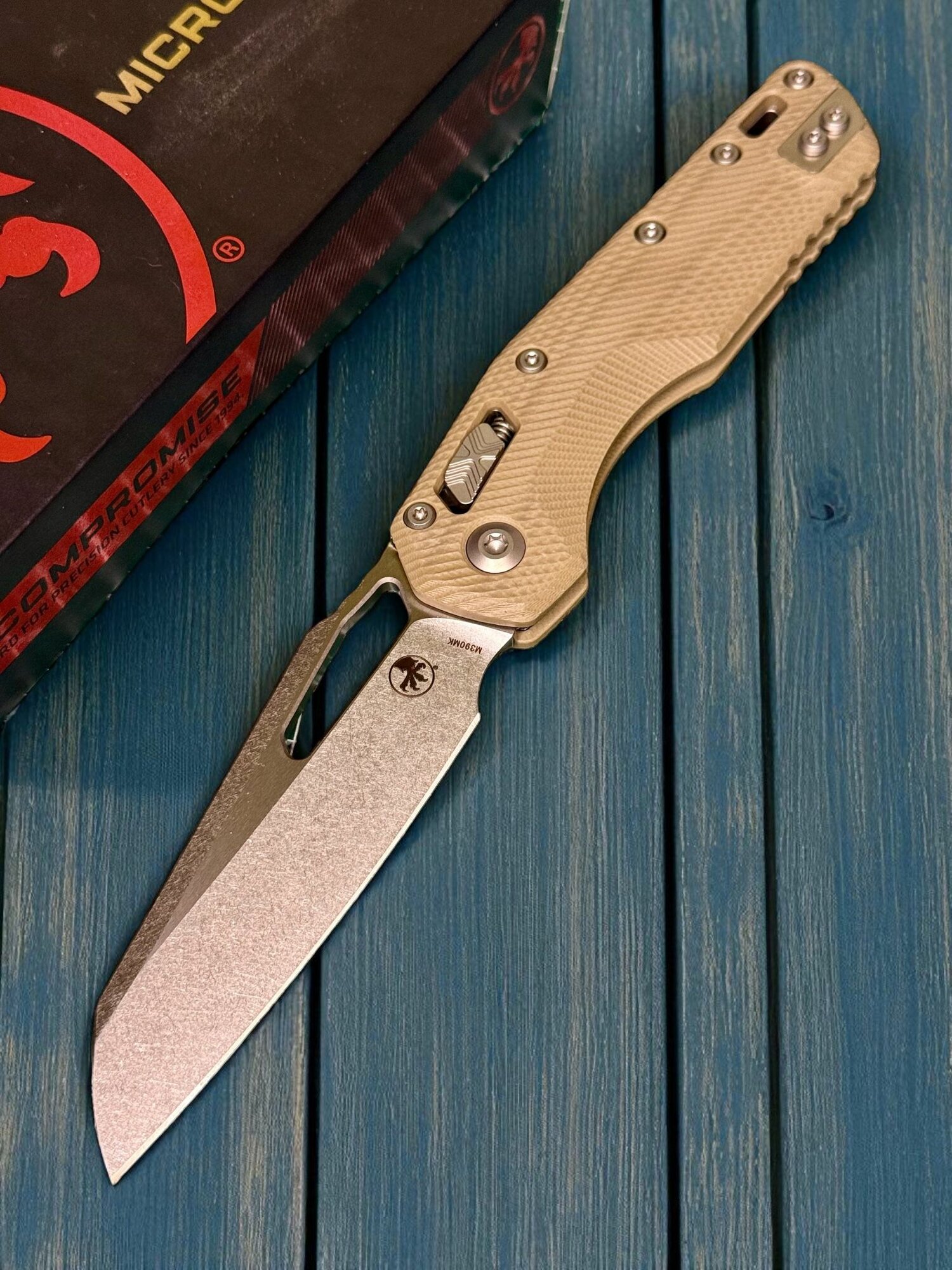 Нож складной MicroTech MCT21010FLGTTA MSI Ram-Lok, StoneWashed Blade, Tan Handle