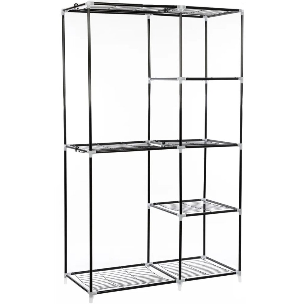 Стойка для одежды черная металлическая, 8 полок, размер 100х45х170см