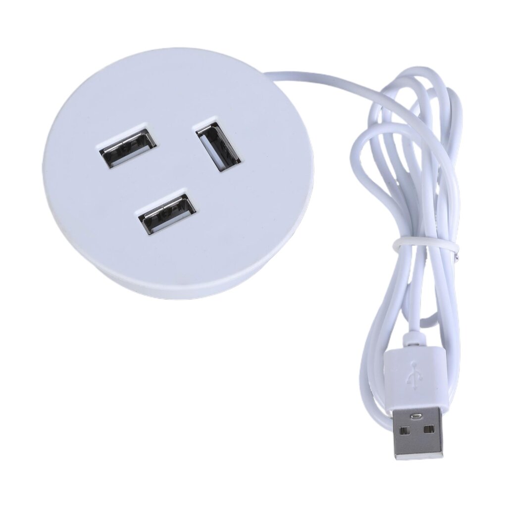 Встроенный USB-Разветвитель для Зарядки Рабочего Стола с Круглым Отверстием, 3-Портовый Адаптер Для Зарядки