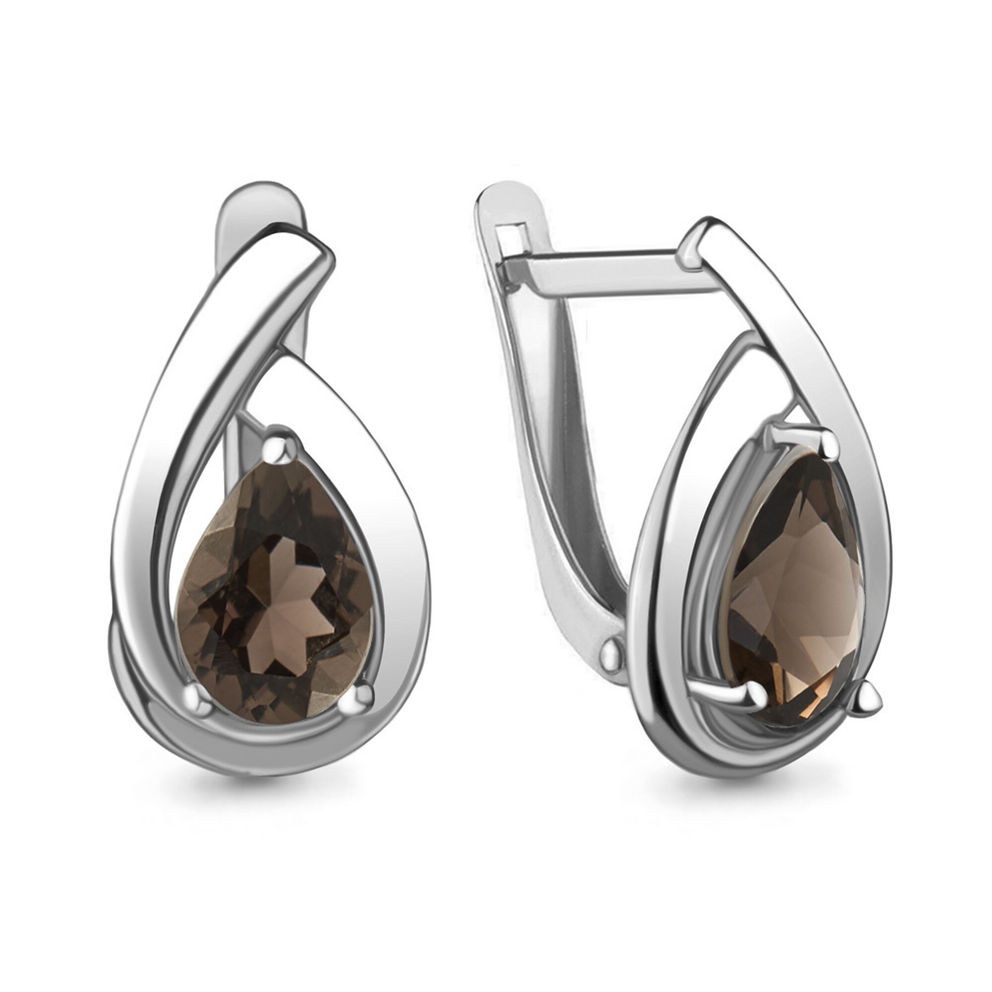 Серьги, серебро, 925 проба, родирование, кварц