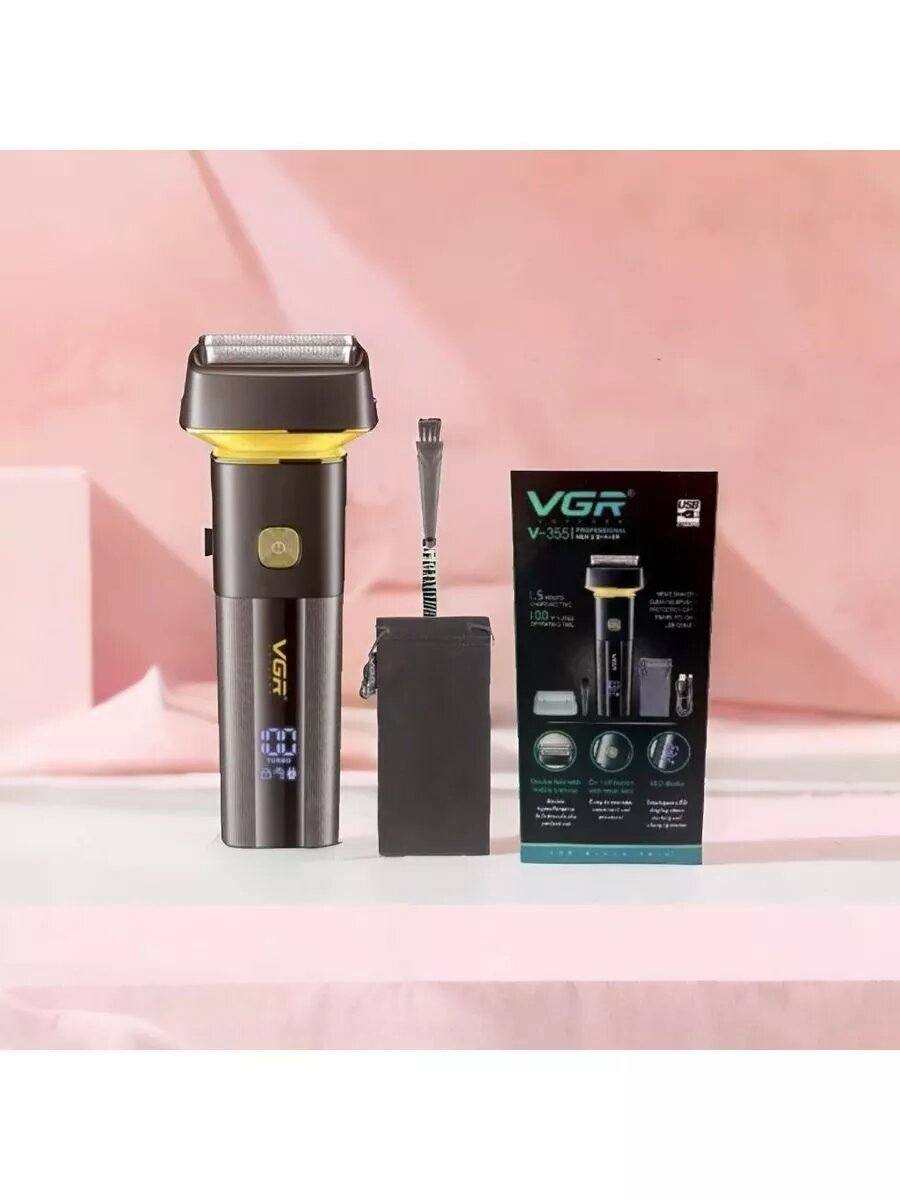 Электрическая бритва VGR V-355, сеточная, влагозащитная, с LED-дисплеем