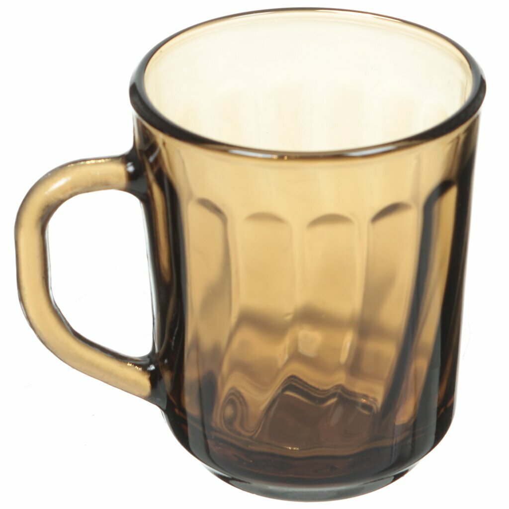 Кружка стеклянная 250 мл дымчатая, для микроволновки и посудомоечной машины, 62048-01