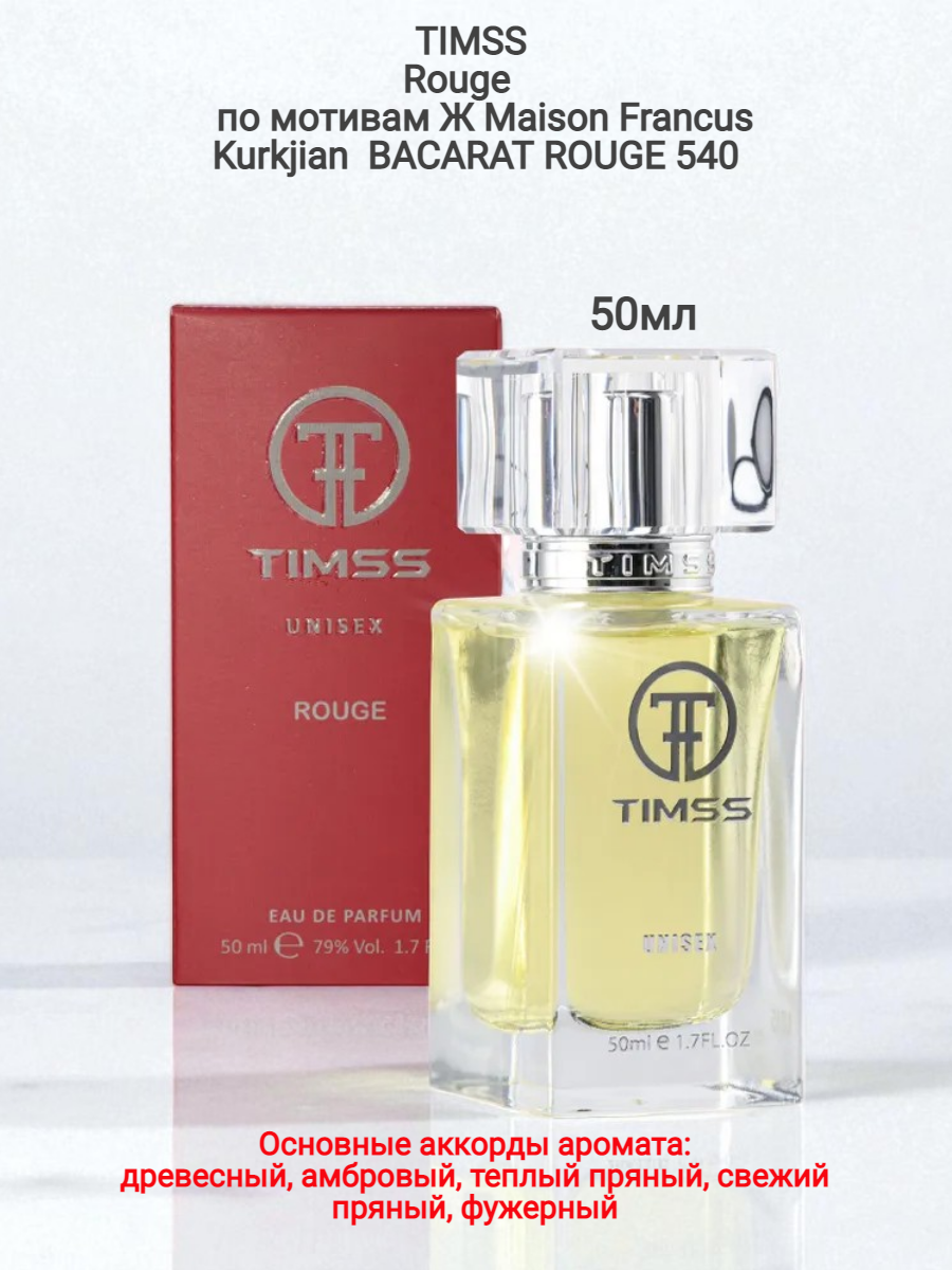 TIMSS Духи женские Rouge (U515) 50 мл. По мотивам Баккарат 540 (Maison Francis Kurkdjian)