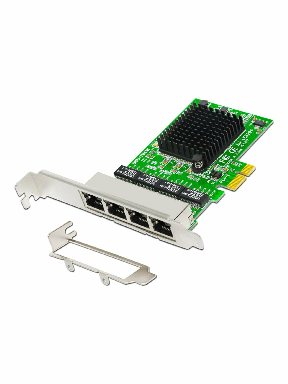 PCIE to 4 Port RJ45 Network Card RJ-45 Ethernet Server Adapter 10/100/1000M Gigabit- LAN Adapter PCI-E X1 with Heatsink
