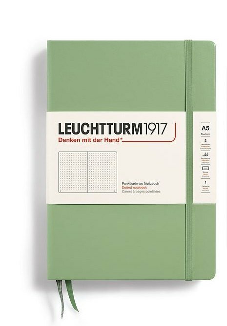 Книга для записей A5 125л тчк. "Classic" тв. обл, шалфей, Leuchtturm1917