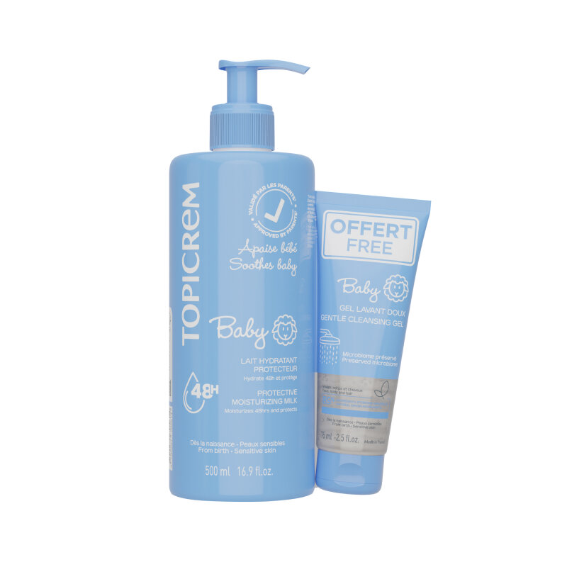 Topicrem baby набор/молочко защитное увлажняющее 500 мл+гель нежный очищающий 75 мл/