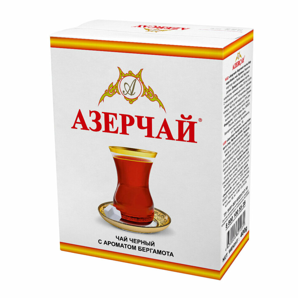 Чай листовой азерчай черный с ароматом бергамота среднелистовой 400 г, ш/к 21031, 416757, 624514