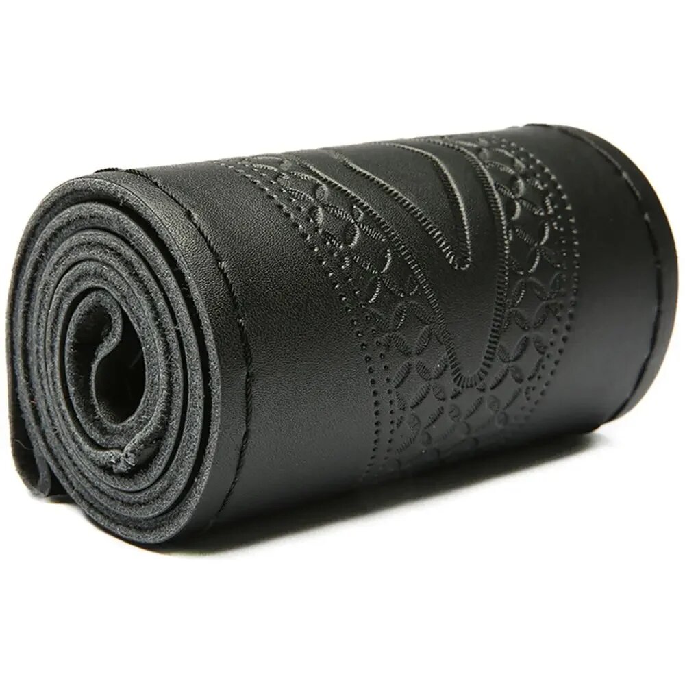 Новинка, Кожаная оплетка из натуральной кожи с иглами, нескользящая, 38 см, оплетка Black With Cord