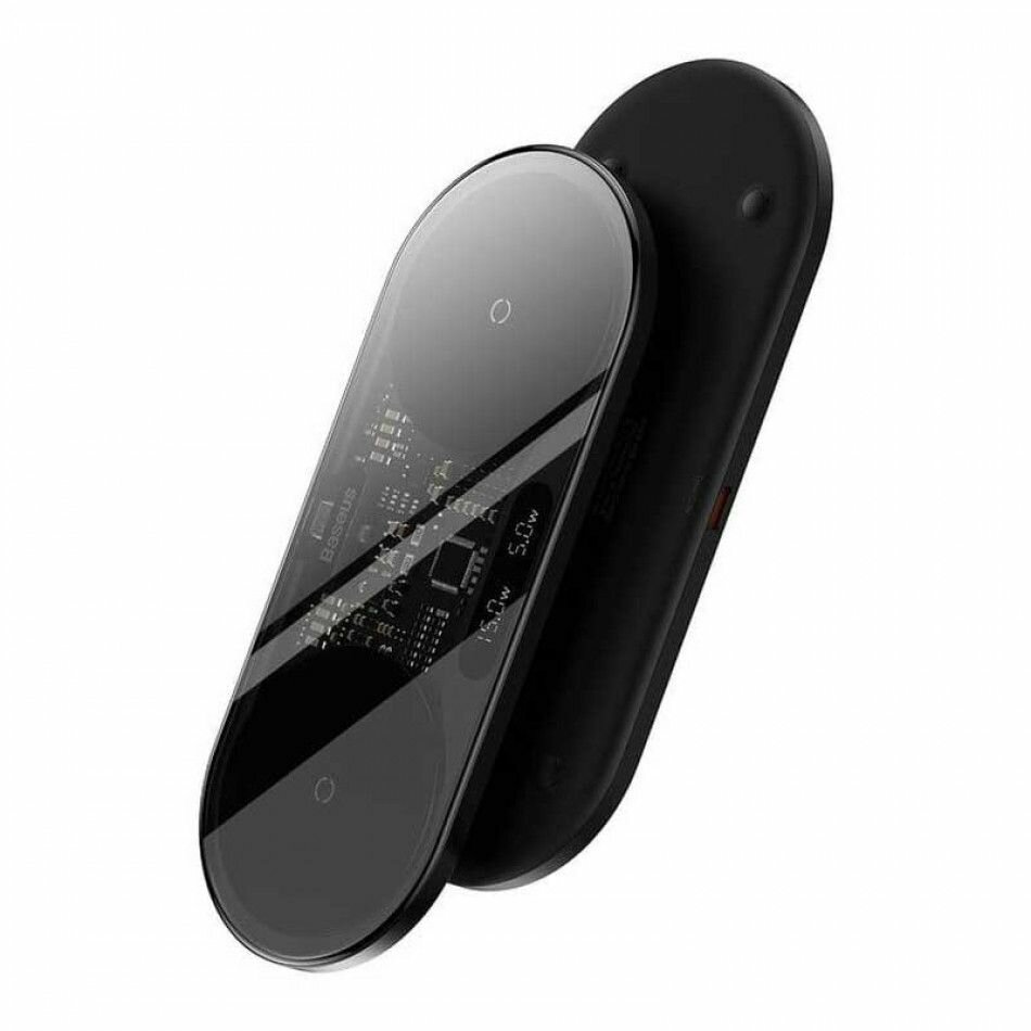 Беспроводное зарядное устройство Baseus 2-in-1 Digital LED Display Wireless Charger BS-W528