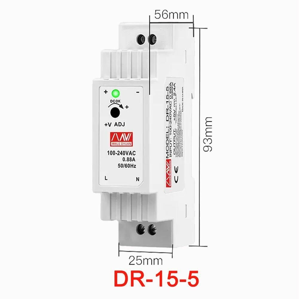 Блок питания 5В DR-15W-5 на DIN-рейку(1 шт.)