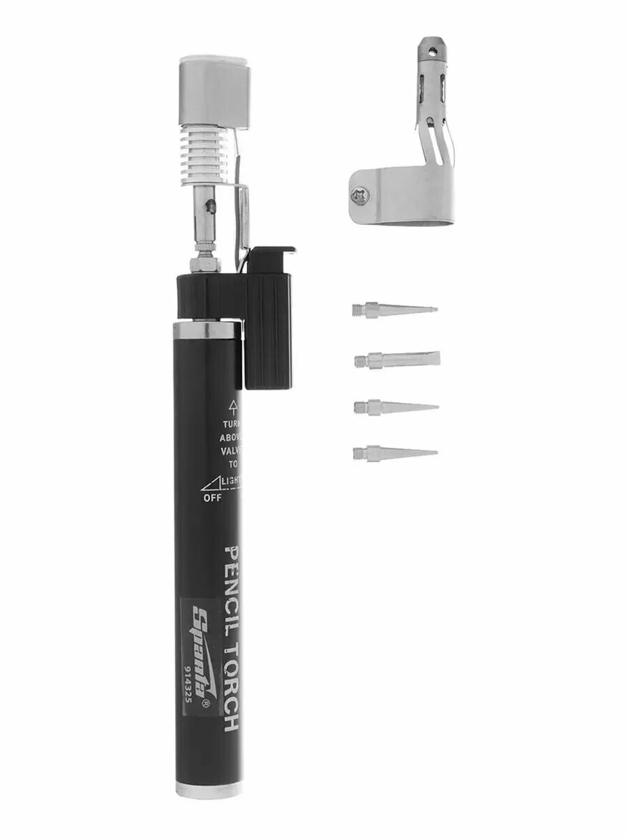 Газовая горелка "Карандаш", 4 насадки, 200 мм, SPARTA 914325