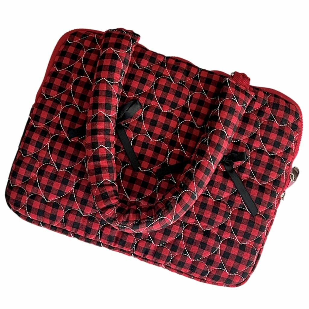 Компьютерная сумка в клетку с бантом для пригородных поездок хранения планшетов ipad-красный-от 13 до 14 дюймов