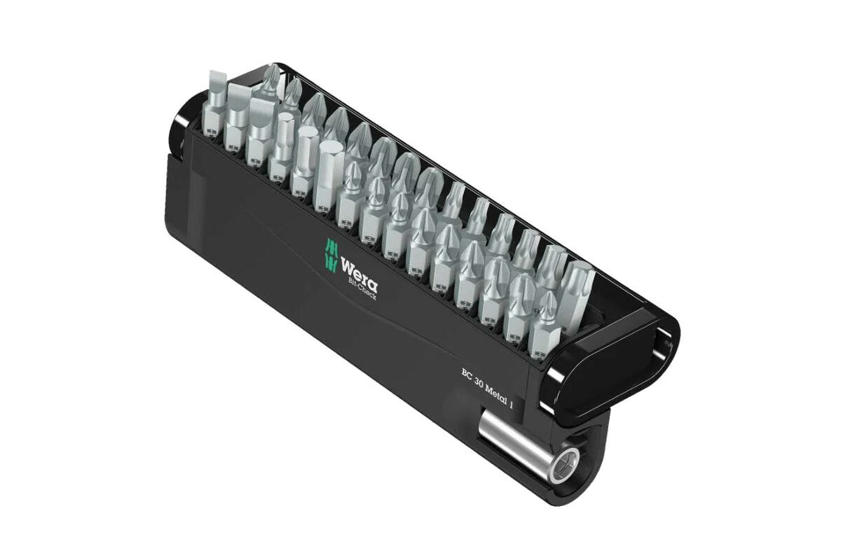 Набор бит с битодержателем, для работ по металлу, 30 пр, 1/4" C6.3, Bit-Check 30 Metal 1 SB, WE-057440