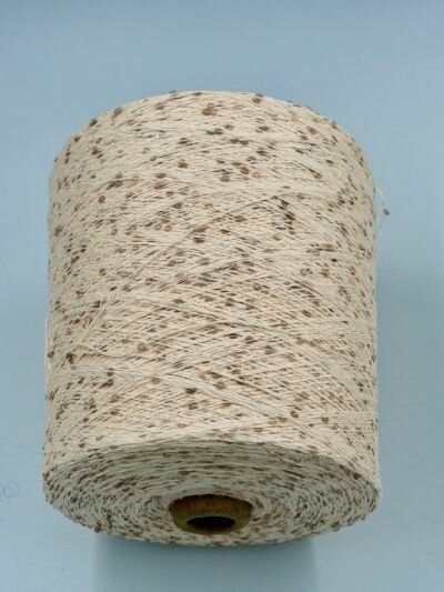 Пряжа Пайетки 3мм на хлопке - 100-128 розоватый крем с прозрачными бежевыми пайетками С4Б (200г/1500м)