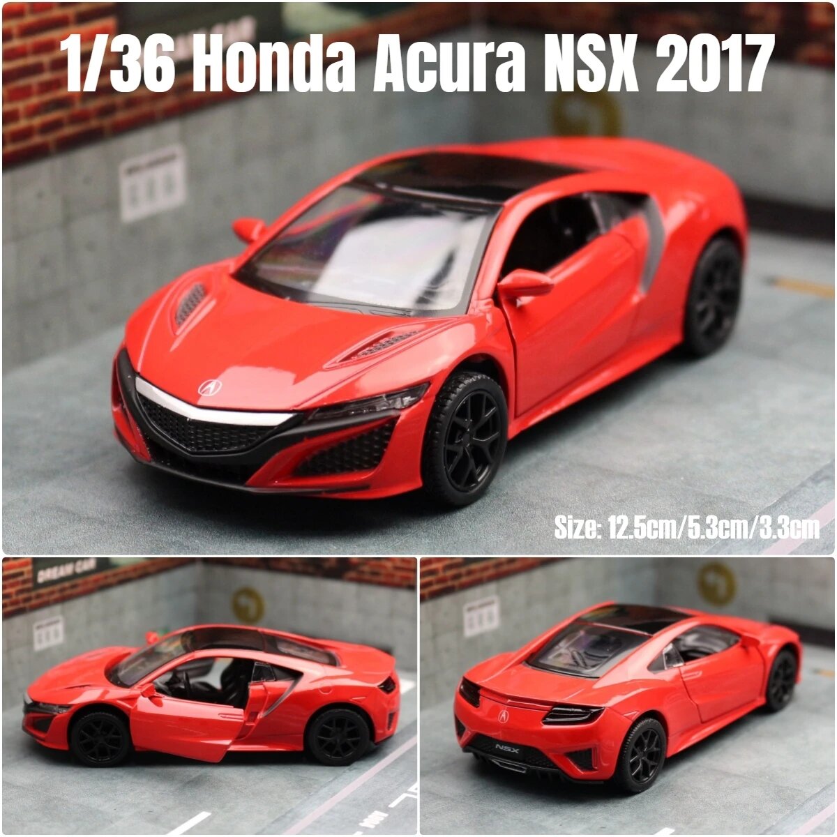Красный игрушечный автомобиль Honda Acura NSX 2017 1/36
