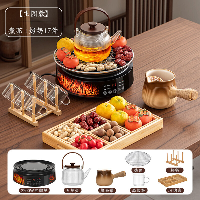 ⭐ Полноэкранный имитационный угольный электрический керамический чайник, набор для заваривания чая, стеклянный чайник, здоровый чайный котел, оборудование для заваривания чая в помещении ⭐