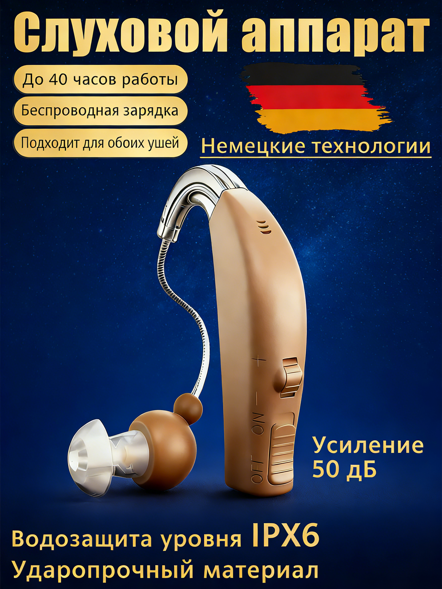 Усилитель слуха на аккумуляторе с функцией Bluetooth, заушный цифровой слуховой аппарат для пожилых с зарядкой type-c