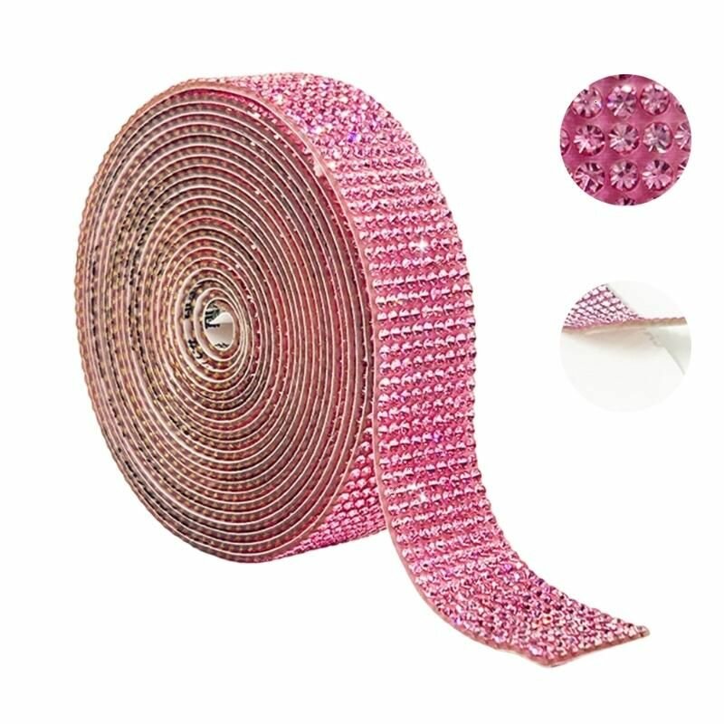 Блестящая лента со стразами 13мм, Распыленный светло-розовый 6