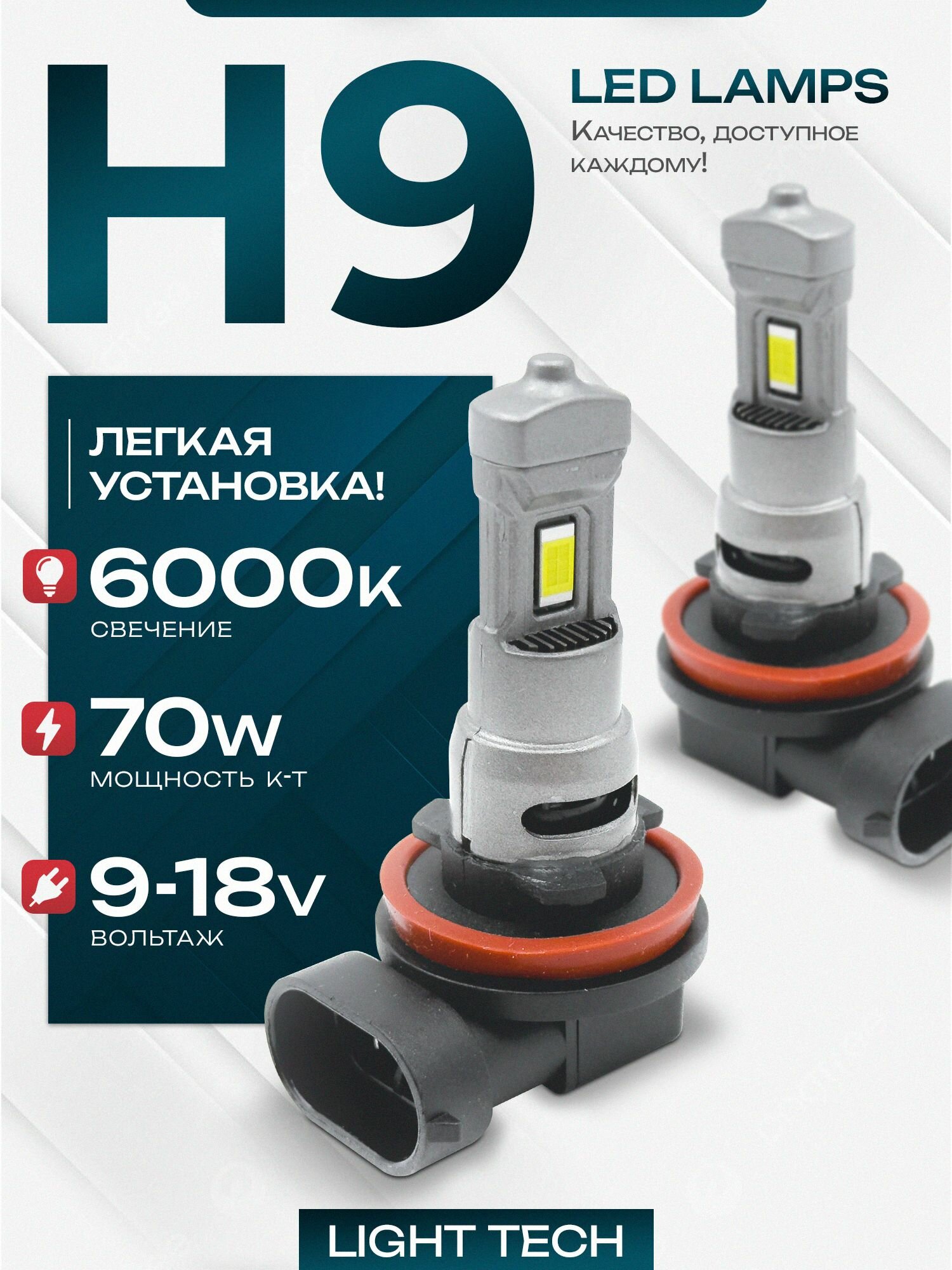 Светодиодные LED лампы H9 в дальний свет Viper Air PRO для Nissan X-Trail T32 2014-2025 / Лампы в дальний н9 Ниссан Х-Трейл Т32