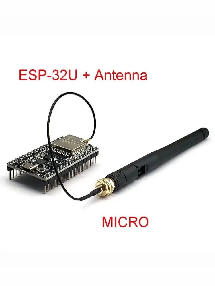 Разработочная плата ESP32 DevKitC с MICRO-интерфейсом, беспроводной связью и BL, беспроводной модулем с антенной на частоте 2,4 ГГц