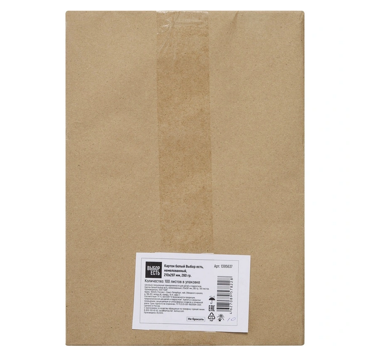 Картон белый Выбор есть, А4, 100 листов, немелованный - 1 штука