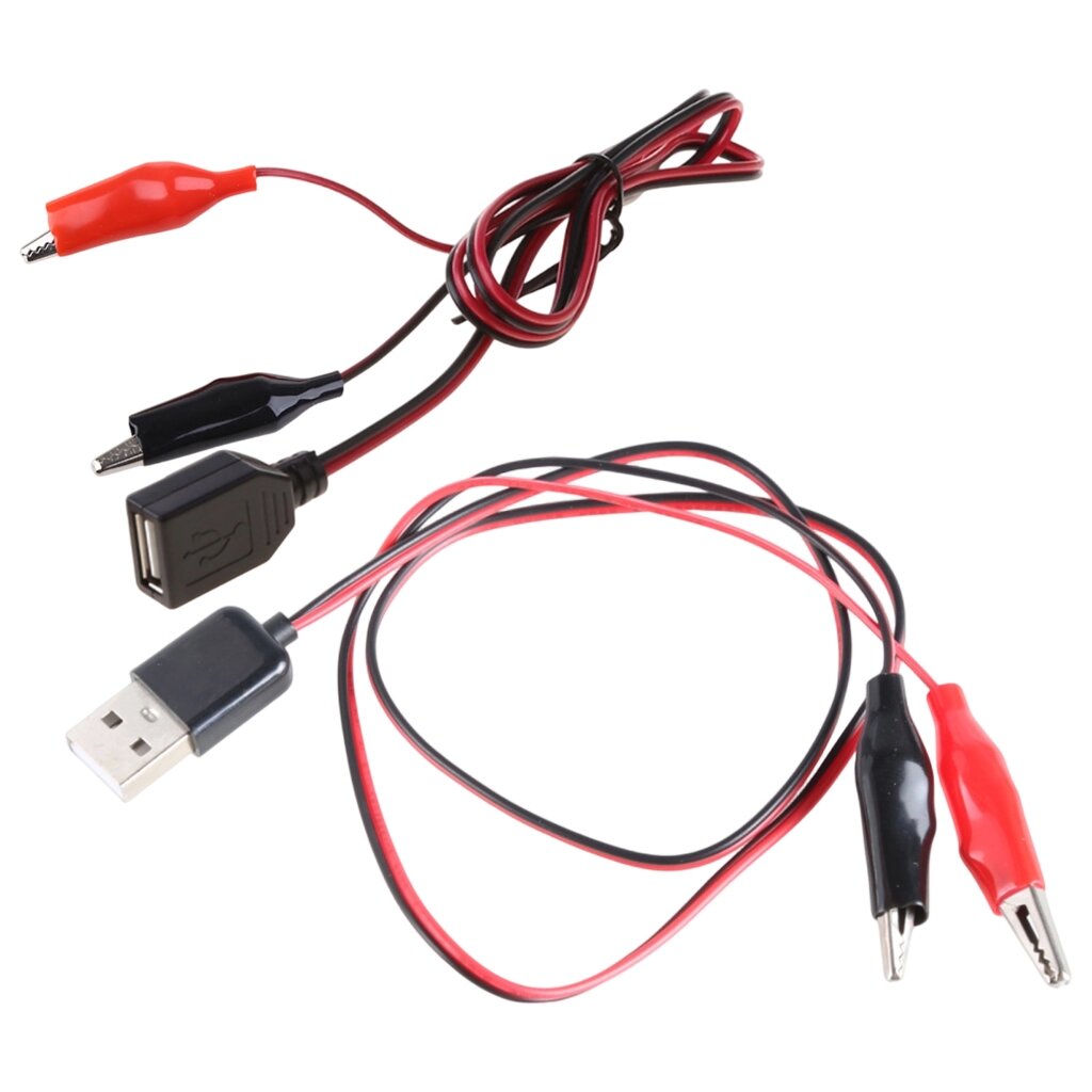 Набор кабелей USB A с зажимами типа "крокодил", ПВХ изоляция, ток 3А